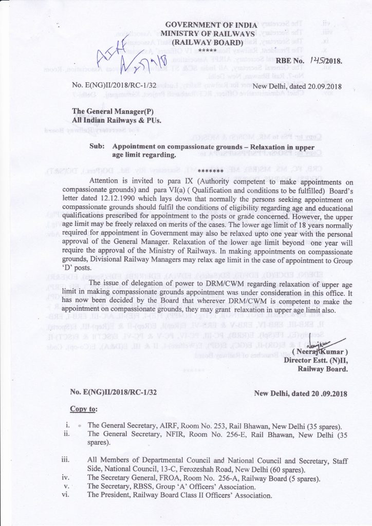 Appointment on compassionate grounds - Relaxation in upper age limit ...