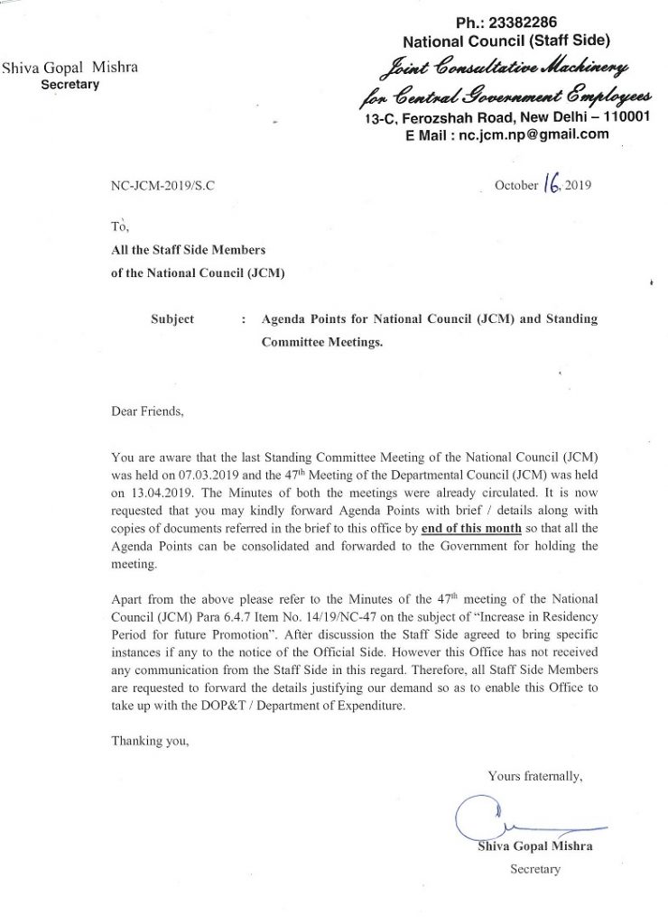 Agenda Points for NCJCM and Standing Committee Meetings - Central ...