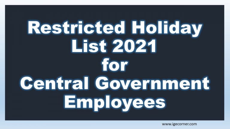 Restricted Holiday List 2021 for Central Government Employees - Central ...