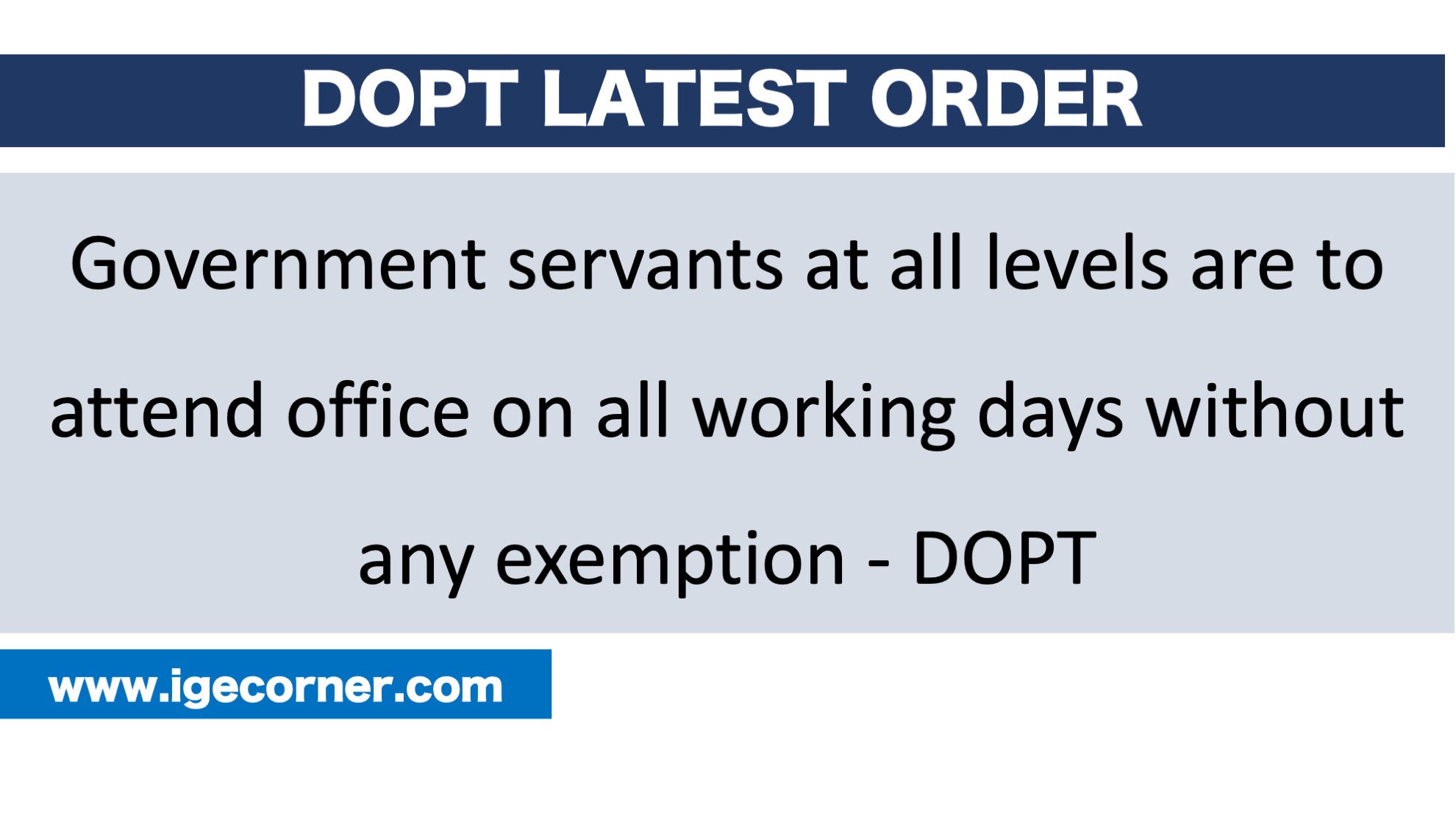 Government Employees to attend office on all working days without any ...