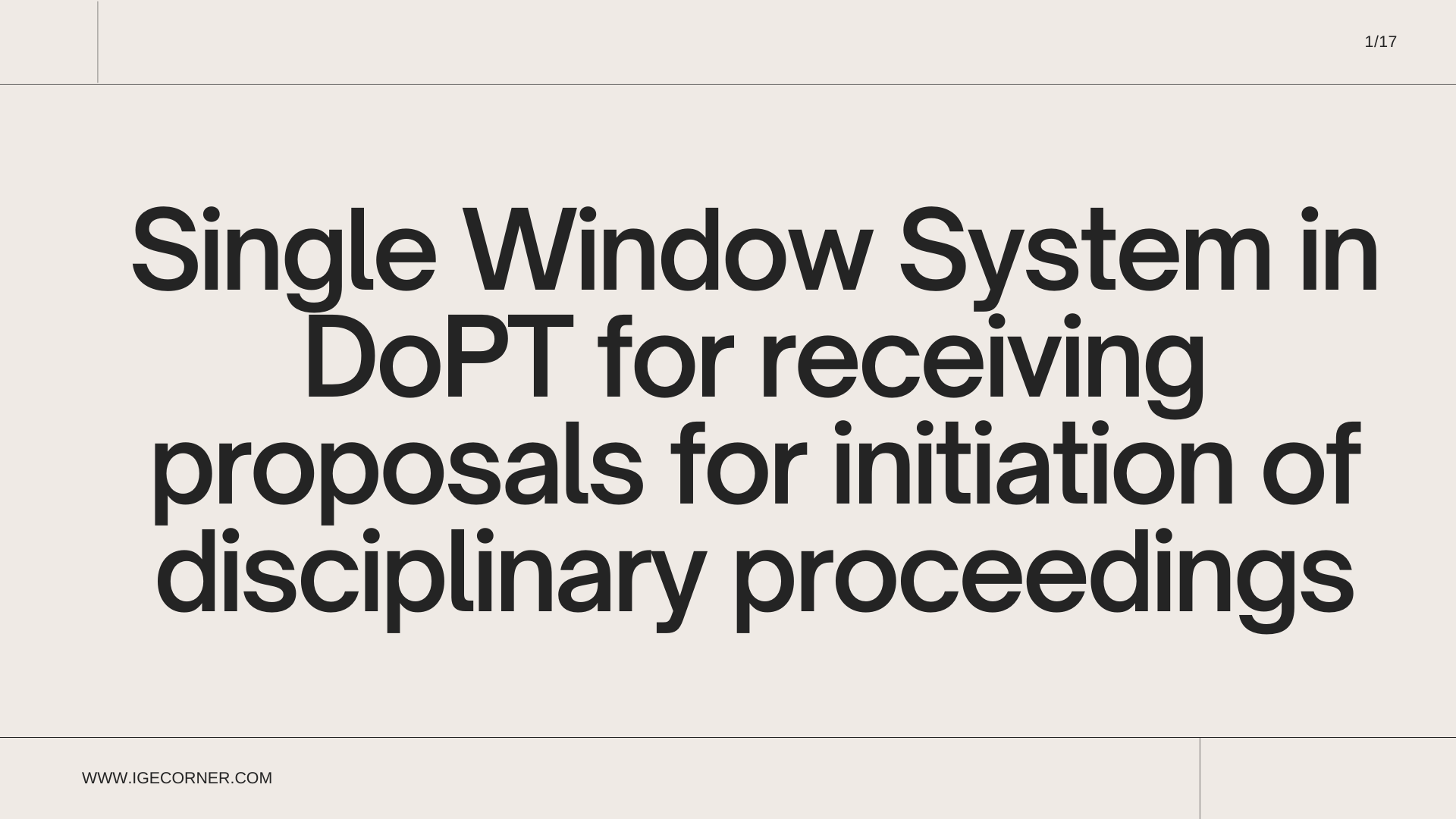 Single Window System in DoPT for receiving proposals for initiation of ...