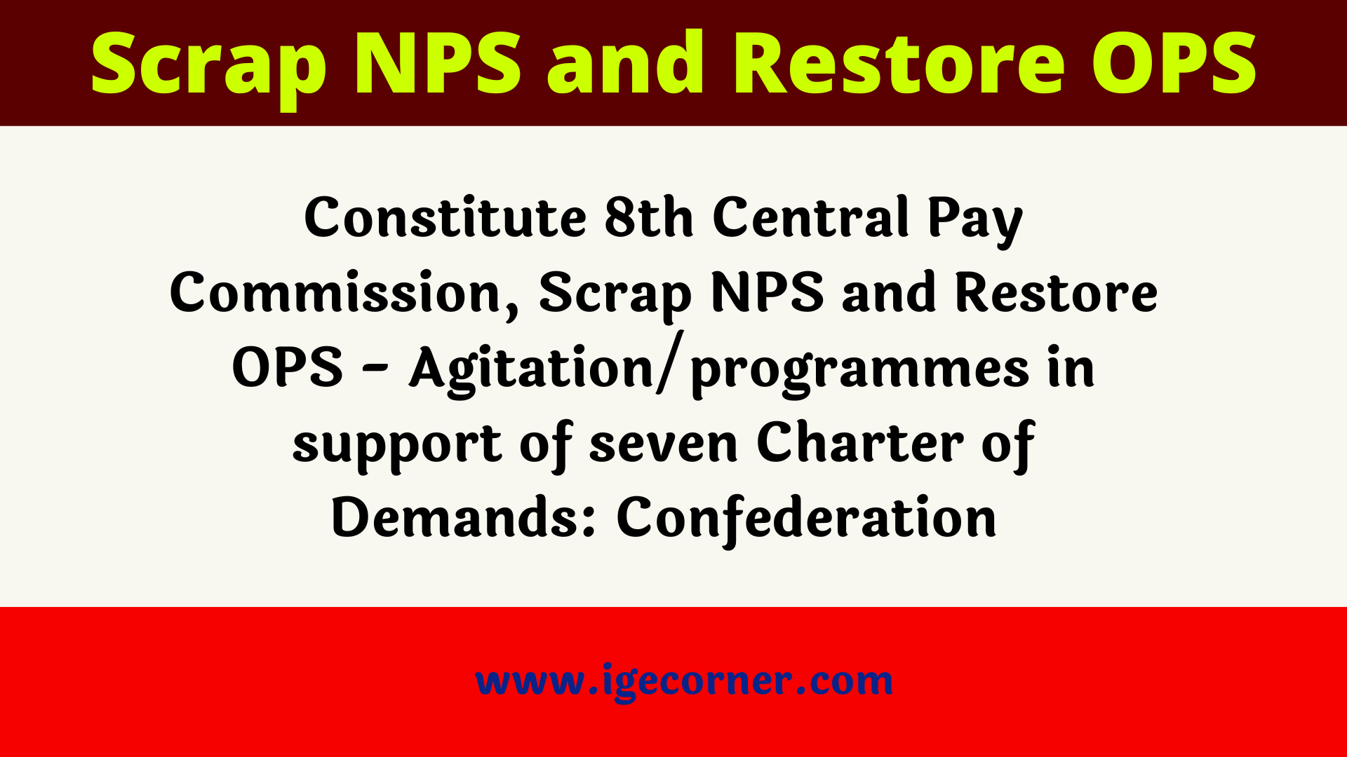 Constitute 8th Central Pay Commission, Scrap NPS and Restore OPS ...